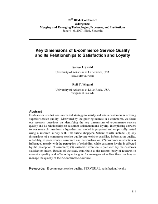 (PDF) Key dimensions of e-commerce service quality and its ...