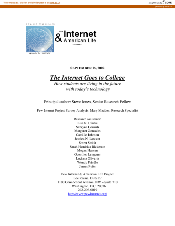 (PDF) The Internet Goes to College