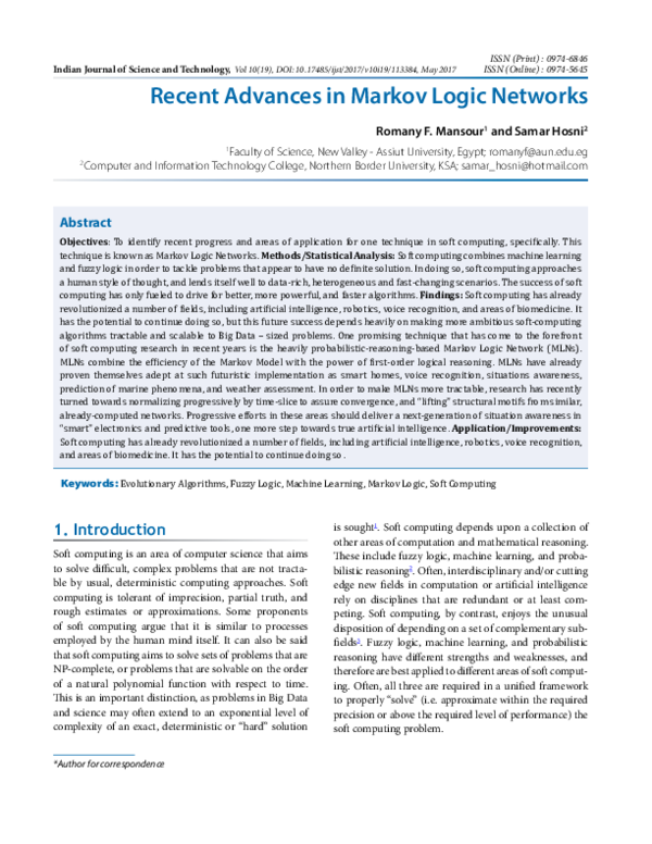 (PDF) Recent Advances in Markov Logic Networks