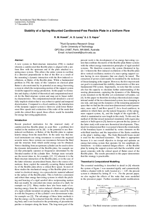 (PDF) Stability of a Spring-Mounted Cantilevered-Free Flexible Plate in ...