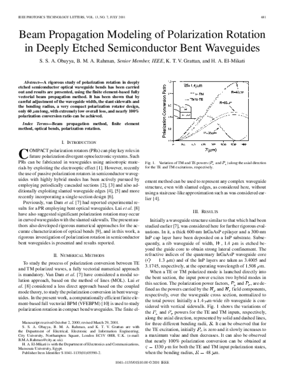 (PDF) Beam propagation modeling of polarization rotation in deeply etched semiconductor bent ...