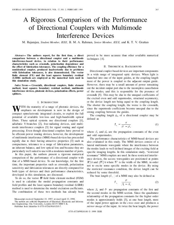 (PDF) A rigorous comparison of the performance of directional couplers with multimode ...