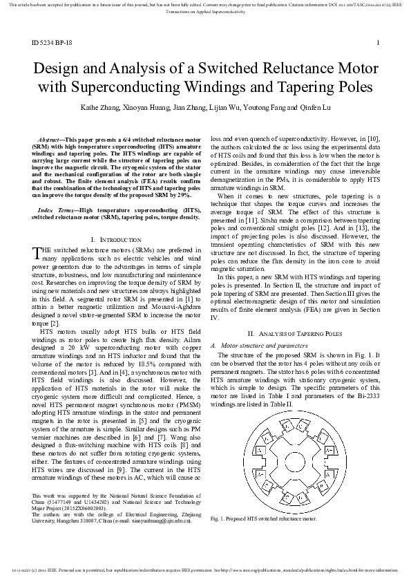 (PDF) Design and analysis of switched reluctance motors