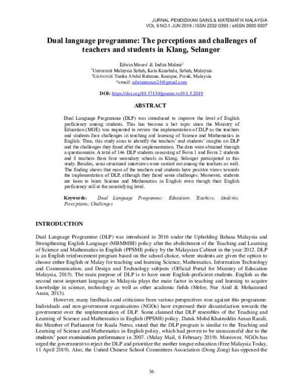 (PDF) Dual language programme: The perceptions and challenges of ...
