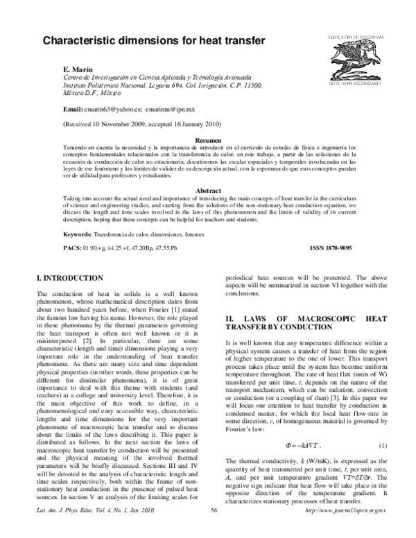(PDF) Characteristic dimensions for heat transfer