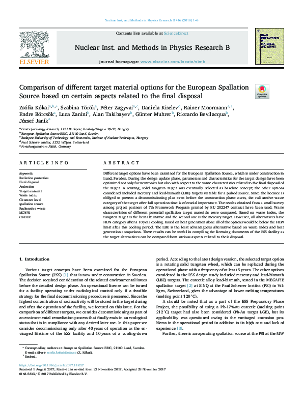 (PDF) Comparison of different target material options for the European ...