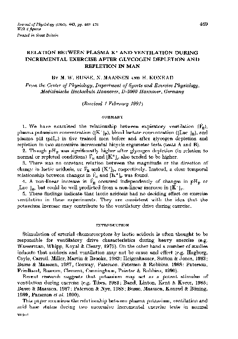 (PDF) Relation between plasma K+ and ventilation during incremental ...