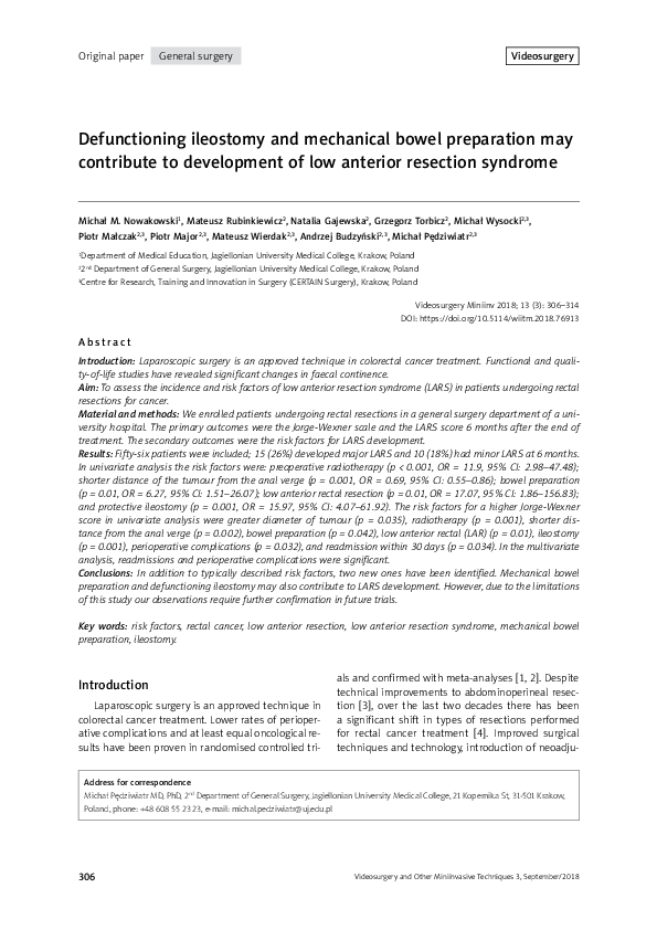 (PDF) Defunctioning ileostomy and mechanical bowel preparation may ...