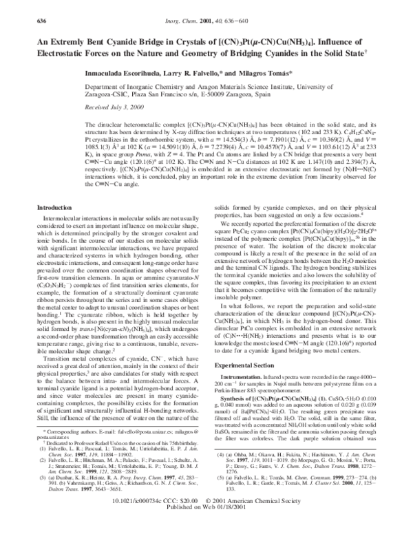 (PDF) An Extremly Bent Cyanide Bridge in Crystals of [(CN)3Pt(μ-CN)Cu ...