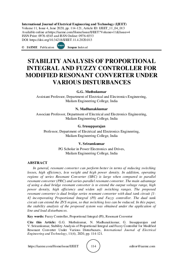 (PDF) Stability Analysis of Proportional Integral and Fuzzy Controller for Modified Resonant ...