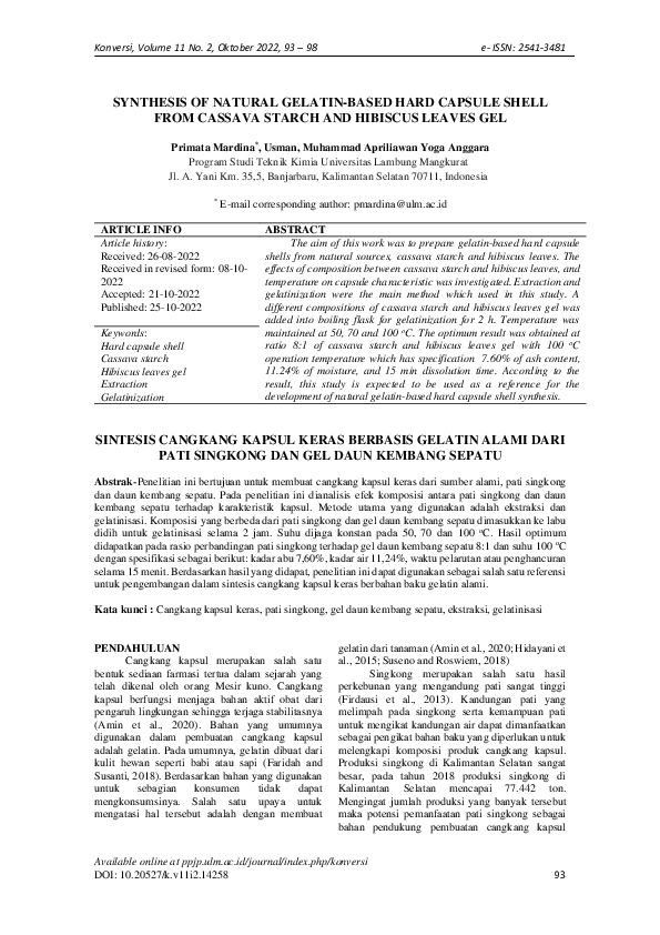 (PDF) Synthesis of Natural Gelatin-Based Hard Capsule Shell from ...