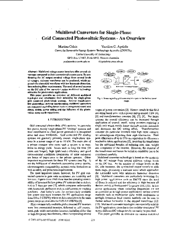 Pdf Multilevel Converters For Single Phase Grid Connected