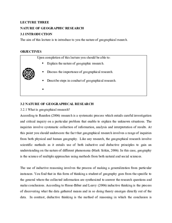 (DOC) NATURE OF GEOGRAPHIC RESEARCH