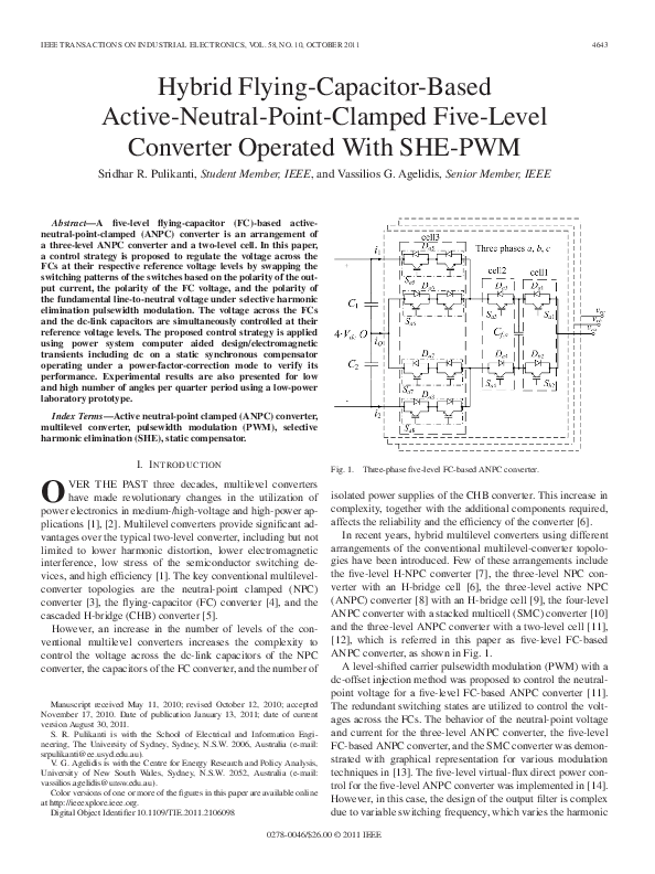 (PDF) Hybrid Flying-Capacitor-Based Active-Neutral-Point-Clamped Five-Level Converter Operated ...