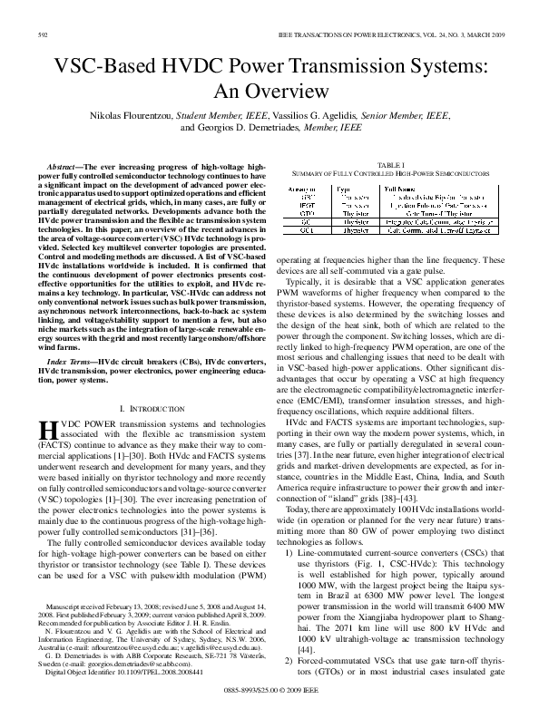 (PDF) VSC-Based HVDC Power Transmission Systems: An Overview