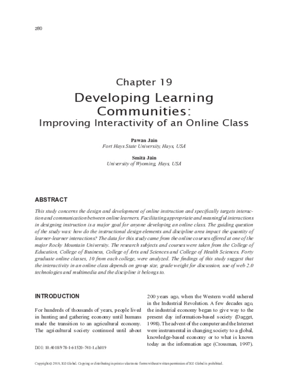 (PDF) Developing Learning Communities