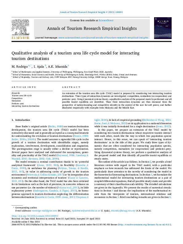 (PDF) Qualitative analysis of a tourism area life cycle model for ...