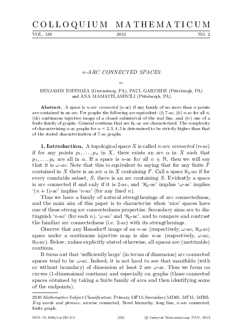 (PDF) n-Arc connected spaces | BENJAMIN ARANDO ESPINOZA - Academia.edu