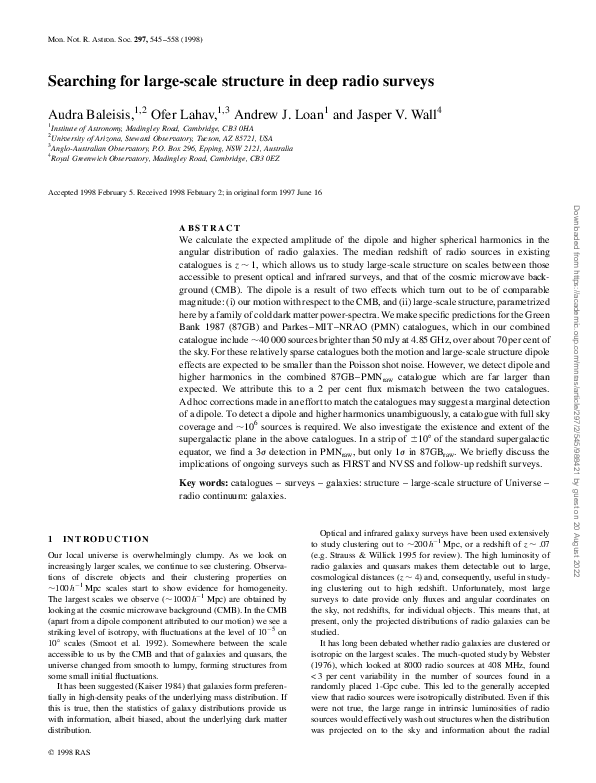(PDF) Searching for large-scale structure in deep radio surveys