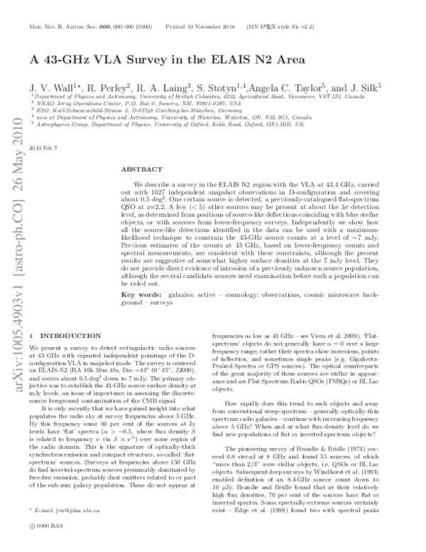 (PDF) A 43-GHz VLA survey in the ELAIS N2 area