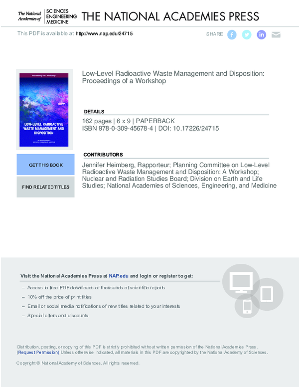 (PDF) Low-Level Radioactive Waste Management and Disposition