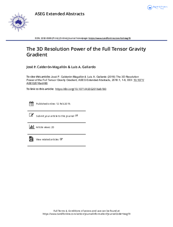 (PDF) The 3D Resolution Power of the Full Tensor Gravity Gradient
