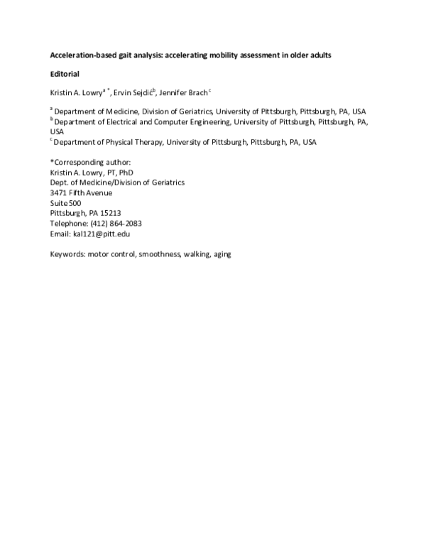 (PDF) Acceleration-based gait analysis: accelerating mobility assessment in older adults