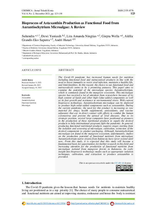 (PDF) Bioprocess of of Astaxanthin Production as Functional Food from Aurantiochytrium ...