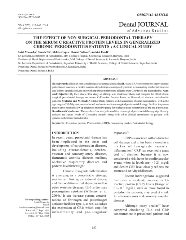 (PDF) The effect of non-surgical periodontal therapy on salivary IL-6 ...