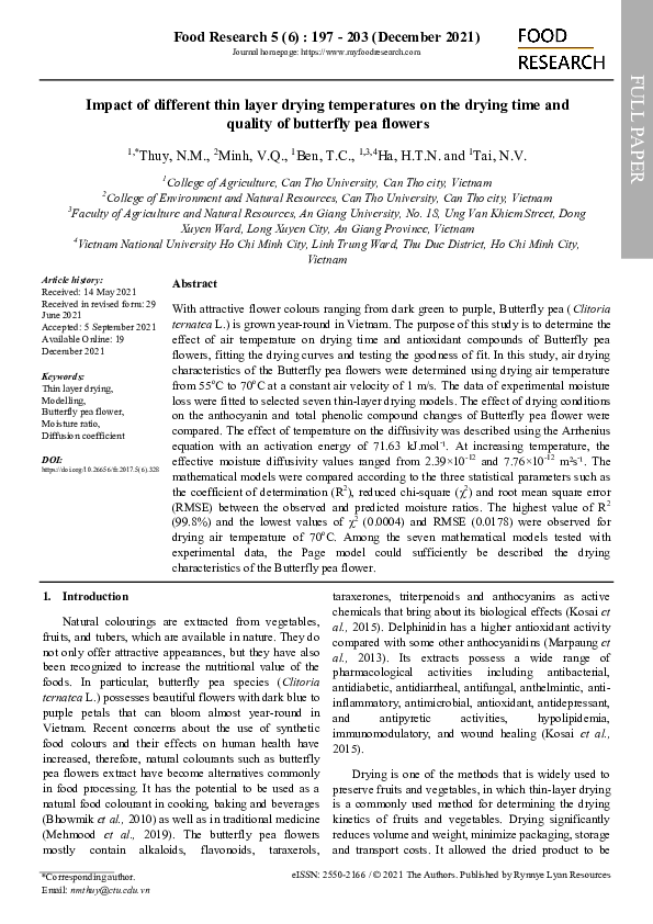(PDF) Impact of different thin layer drying temperatures on the drying time and quality of ...