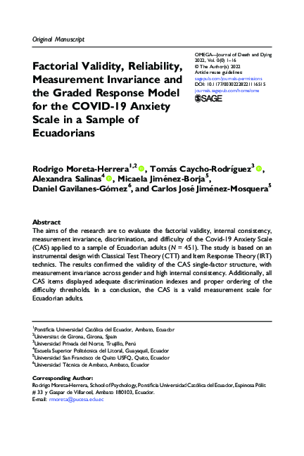 (PDF) Factorial Validity, Reliability, Measurement Invariance and the Graded Response Model for ...