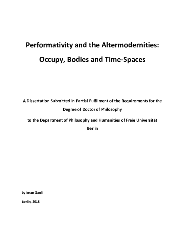 (PDF) Performativity and the Altermodernities: Occupy, Bodies and Time ...