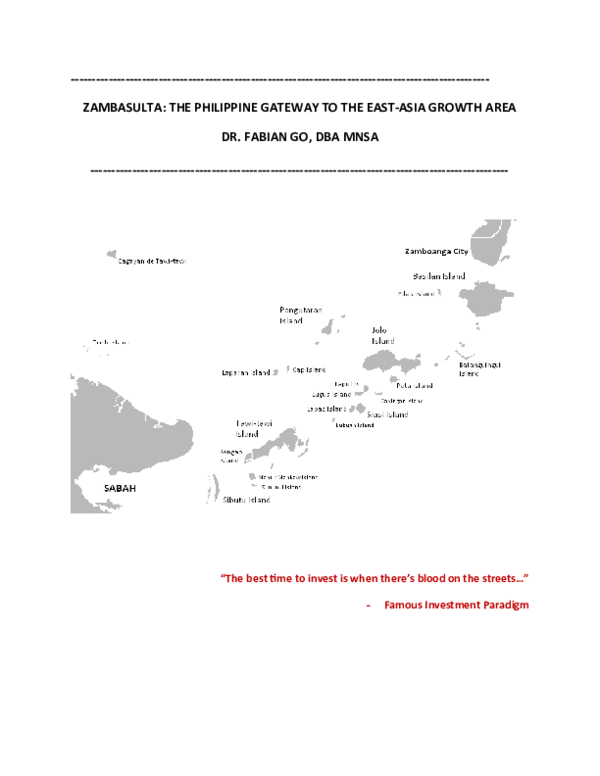 (DOC) ZAMBASULTA: THE PHILIPPINE GATEWAY TO THE EAST-ASIA GROWTH AREA