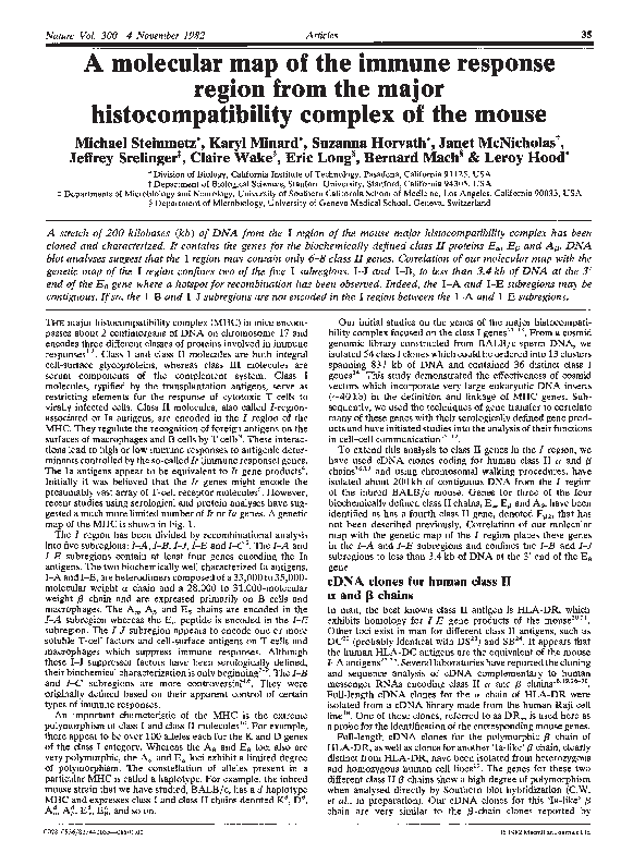 (PDF) A molecular map of the immune response region from the major ...