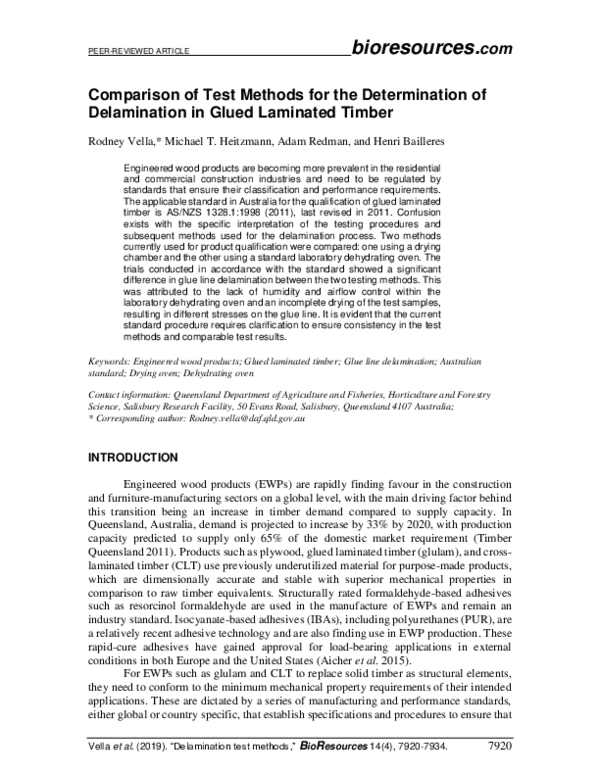 (PDF) Comparison of test methods for the determination of delamination ...