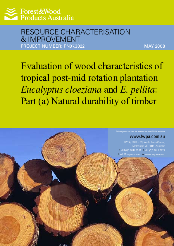 (PDF) Evaluation of wood characteristics of tropical post-mid rotation ...