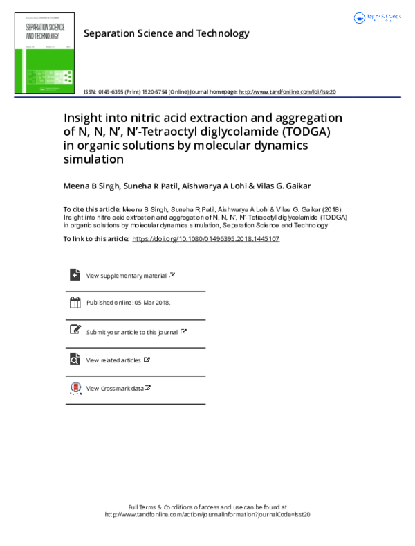 (PDF) Insight into nitric acid extraction and aggregation of N, N, N ...