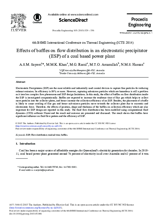 (PDF) Effects of Baffles on Flow Distribution in an Electrostatic ...