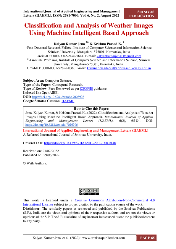 (PDF) Classification and Analysis of Weather Images Using Machine ...