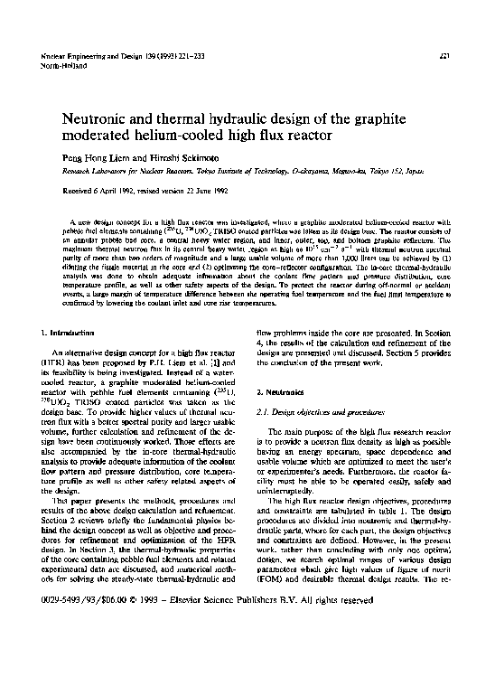 (PDF) Neutronic and thermal hydraulic design of the graphite moderated ...