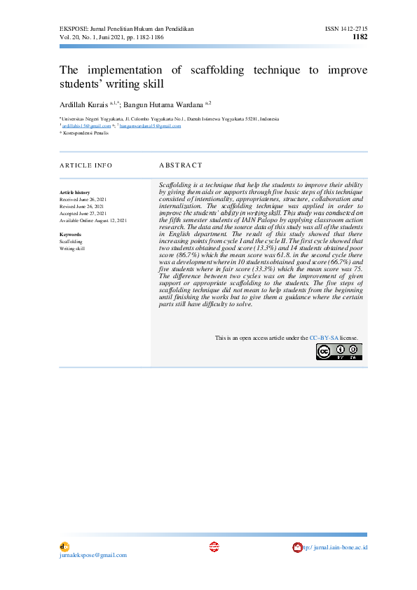 (PDF) The implementation of scaffolding technique to improve students’ writing skill