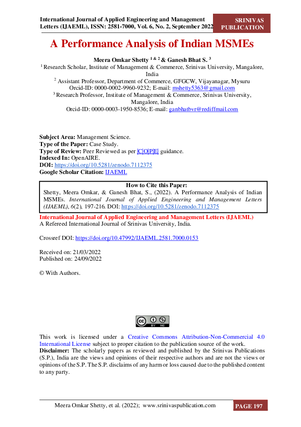 (PDF) A Performance Analysis of Indian MSMEs