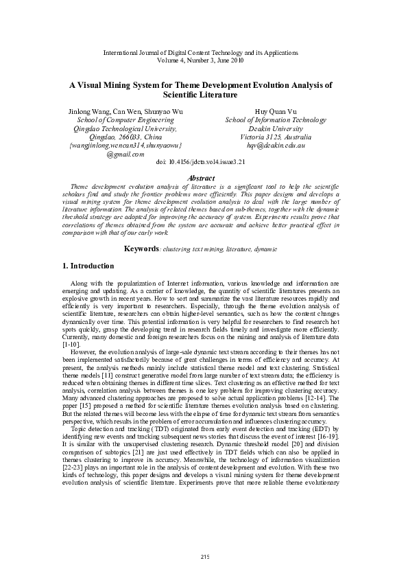 (PDF) A Visual Mining System for Theme Development Evolution Analysis ...