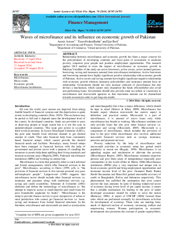 (PDF) Waves of Microfinance and its Influence on Economic Growth of ...
