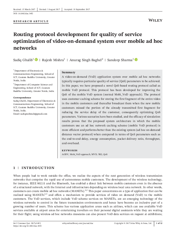 Pdf Routing Protocol Development For Quality Of Service Optimization Of Video On Demand System