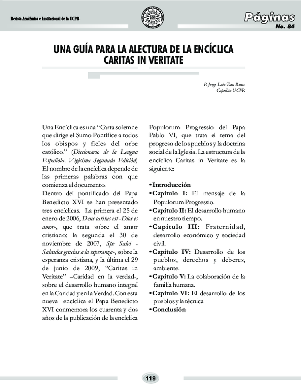 (PDF) Una guía para la lectura de la Encíclica Caritas in veritate