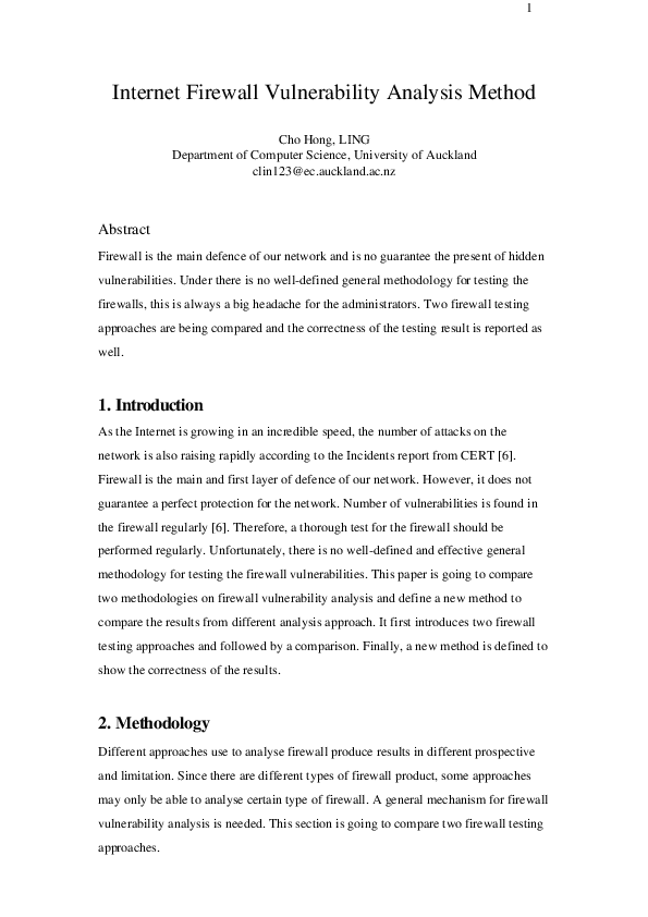 (PDF) Internet Firewall Vulnerability Analysis Method