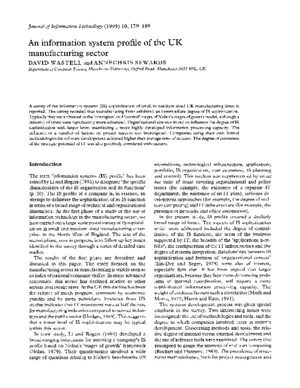 (PDF) An information system profile of the UK manufacturing sector