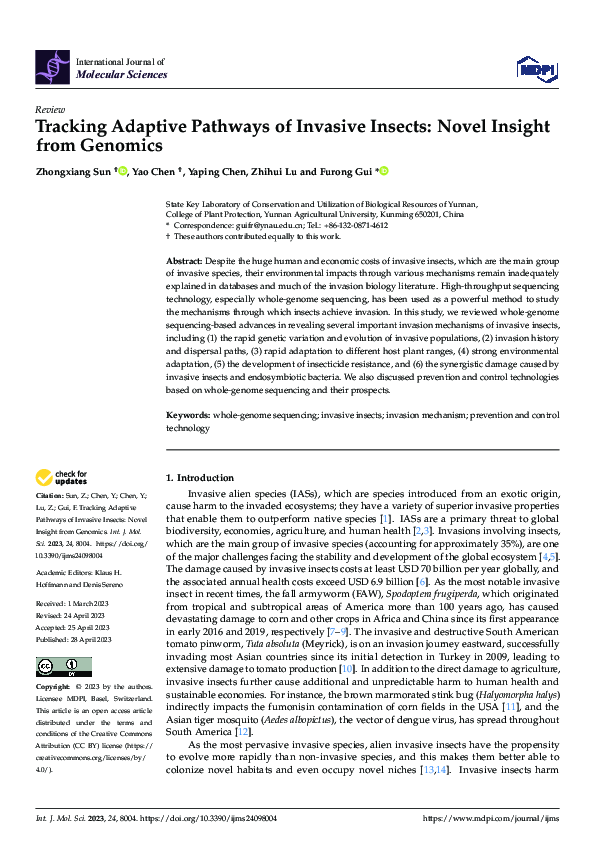 (PDF) Tracking Adaptive Pathways of Invasive Insects: Novel Insight ...