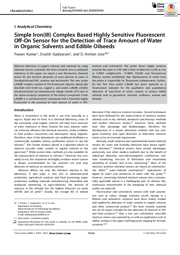 (PDF) Simple Iron(III) Complex Based Highly Sensitive Fluorescent Off ...